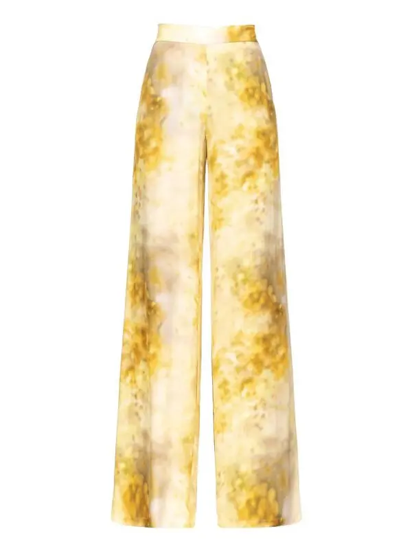 Pinko Faded Floral Wide Leg Palazzo Trousers - No