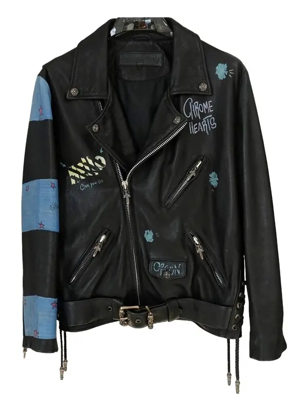 Chrome Hearts Leather Biker Jacket - Black