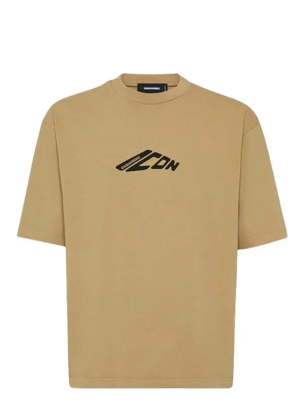 Dsquared2 Icon Logo Printed Crewneck T-shirt - Khaki