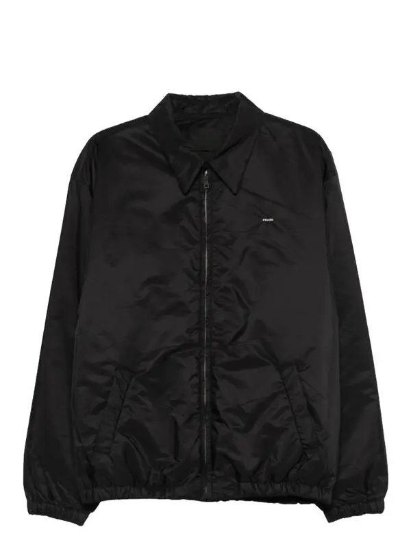 Prada Logo Detailed Zip-up Jacket - Black