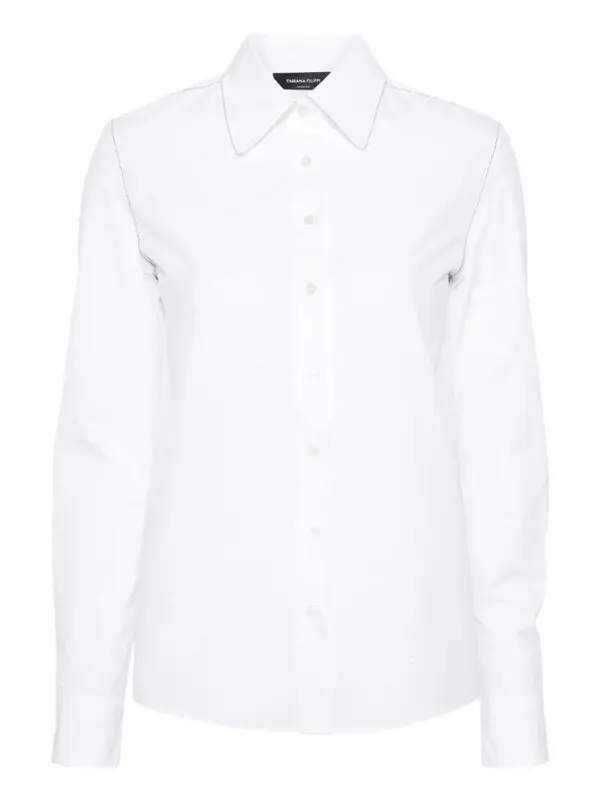 Fabiana Filippi Long Sleeve Shirt With Beaded Edge - White