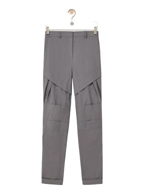 Loewe Pleated Cotton Trousers - Gray