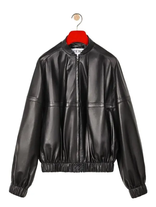 Loewe Nappa Leather Bomber Jacket With Anagram Clasp - Black
