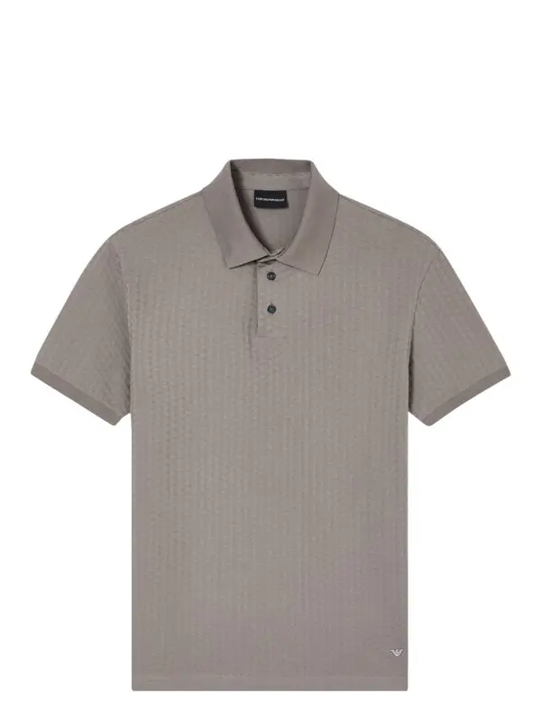 Emporio Armani Textured Cotton Polo Shirt - Light Brown
