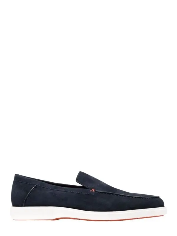 Santoni Almond Toe Slip-on Loafers - Black