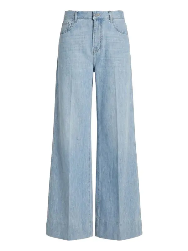 Bottega Veneta Logo Patch Wide Leg Jeans - Blue