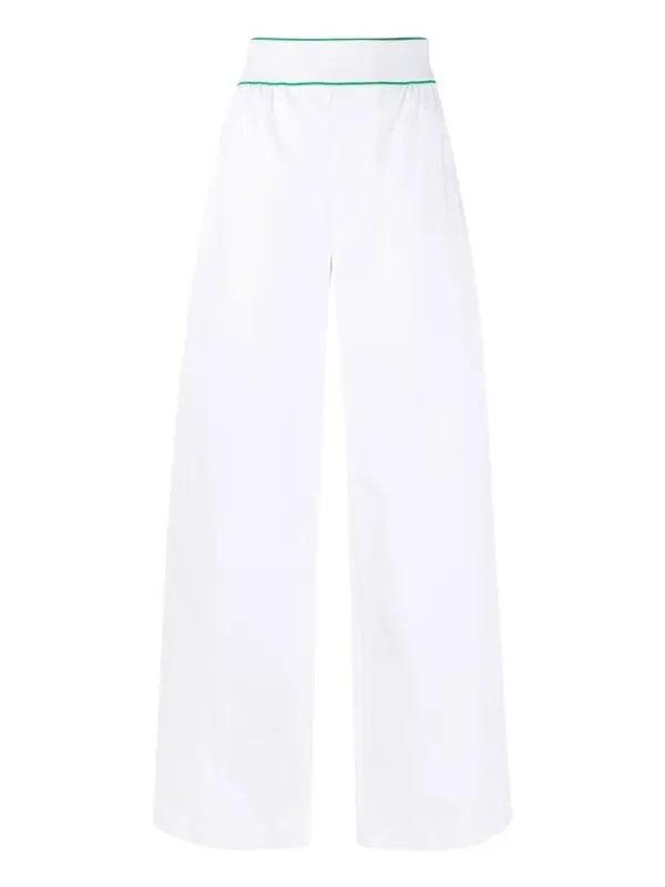 Bottega Veneta Logo Waistband Wide Leg Trousers - White