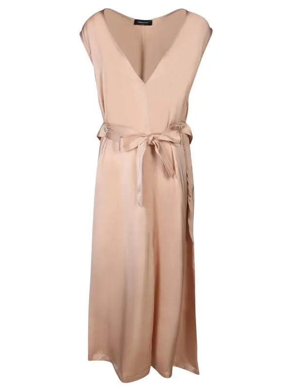 Fabiana Filippi Belted V-neck Maxi Dress - Nude