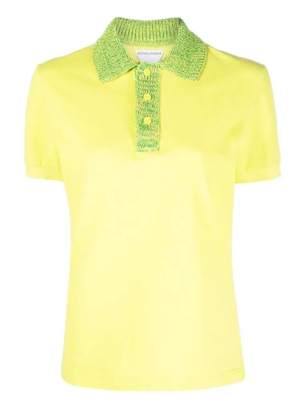 Bottega Veneta Short Sleeve Knitted Collar Polo Shirt - Yellow