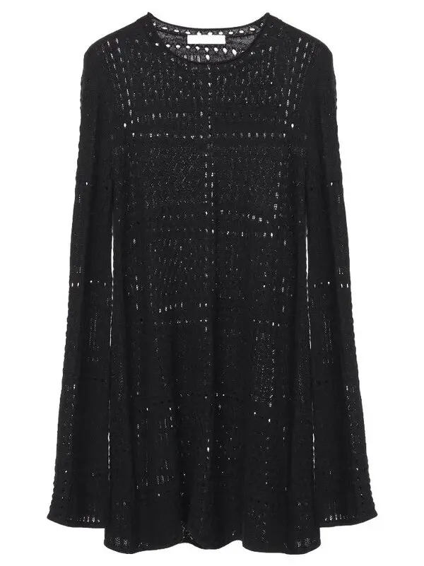 Chloé Knitted Long-sleeved Mini Dress - Black