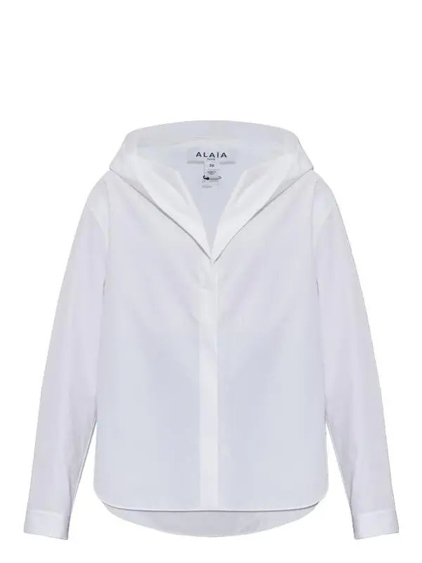 Alaïa Hooded Long Sleeve Shirt - White