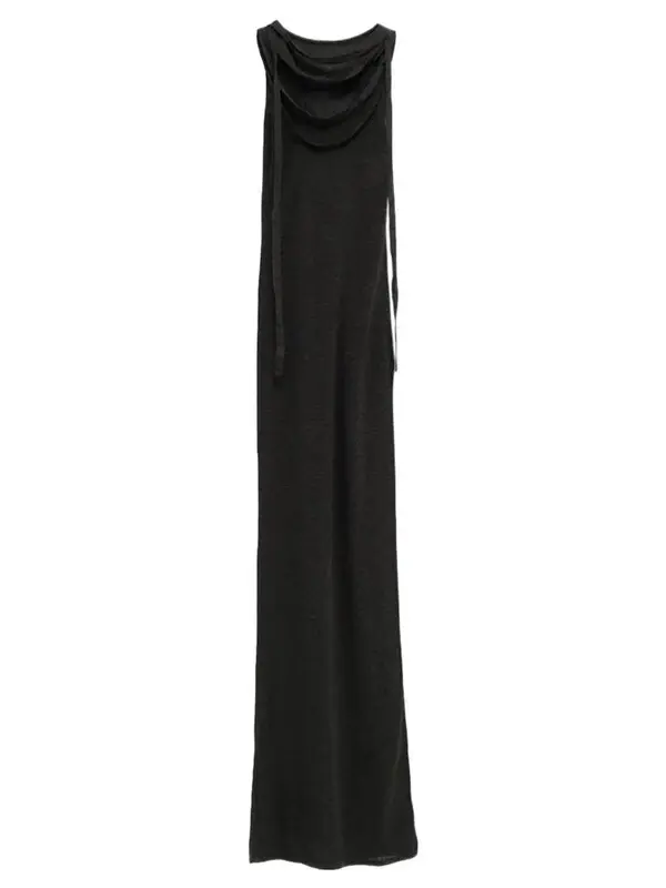 Paloma Wool Crewneck Maxi Dress With Draped Neckline - Black