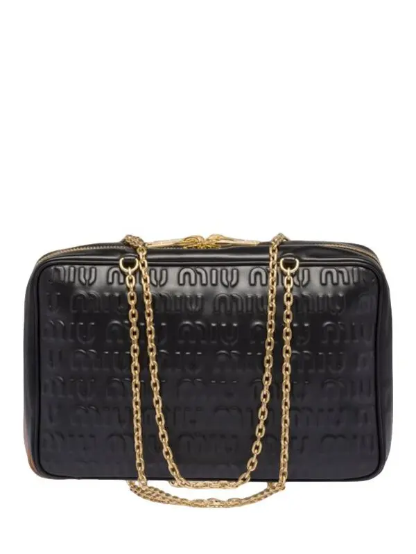 Miu Miu Embossed Leather Top-handle Bag - Black