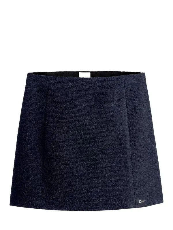 Dior Flared Mini Skirt With Gold-plated Logo Detail - Navy Blue