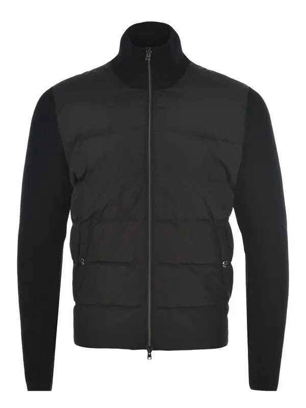 Herno High Knitted Collar Cardigan - Black