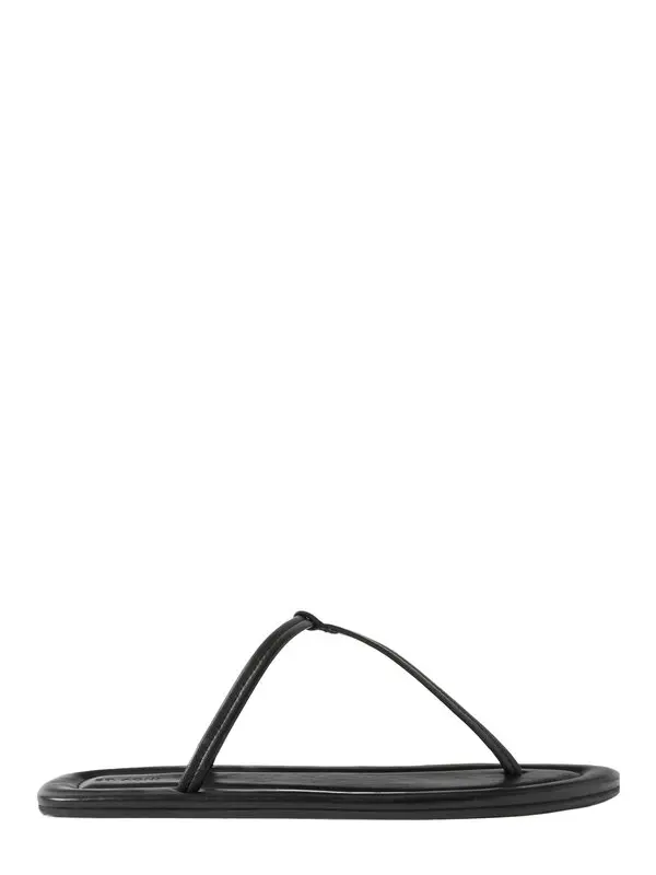 ST. AGNI Leather T-shirt Thong Sandals - Black