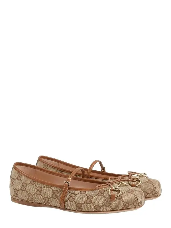 Gucci Horsebit Ballet Flats - Beige And Dark Brown