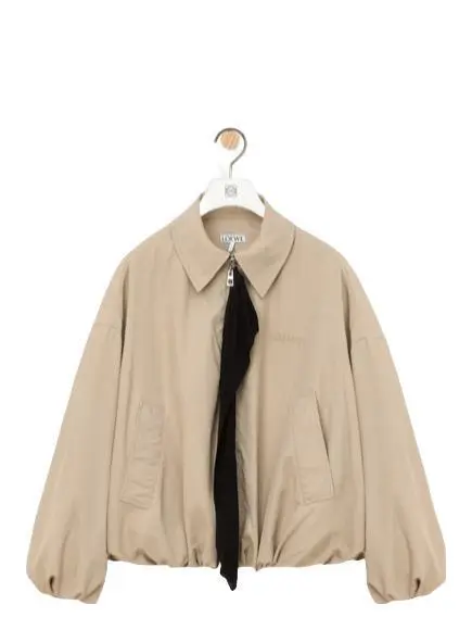 Loewe Regular Fit Jacket With Classic Collar And Zip Front - Light Beige