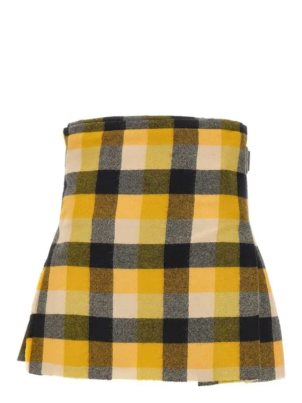 VIVIENNE WESTWOOD Checked Pleated Mini Skirt - Yellow