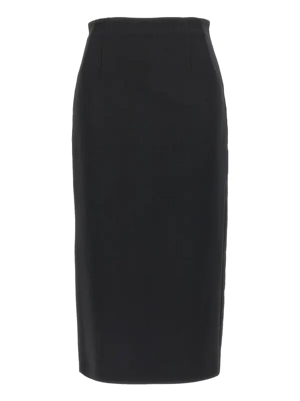 Max Mara Viscose Midi Skirt With Satin Inserts - Black