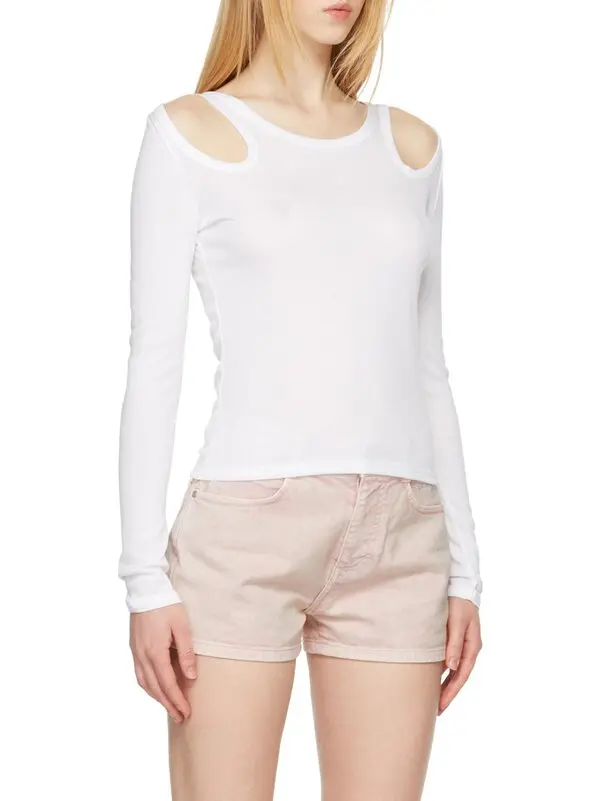 Stella McCartney Cut-out Logo Long Sleeve Top - White