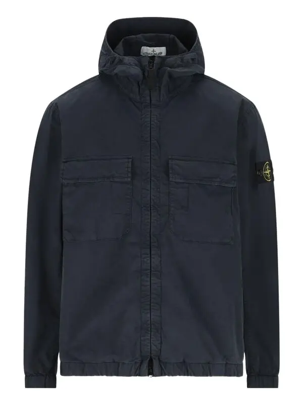 Stone Island Zip-up Hooded Jacket - Blue