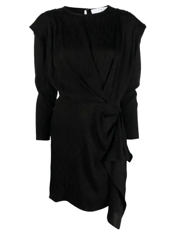 IRO PARIS Long-sleeved Draped Jacquard Dress - Black