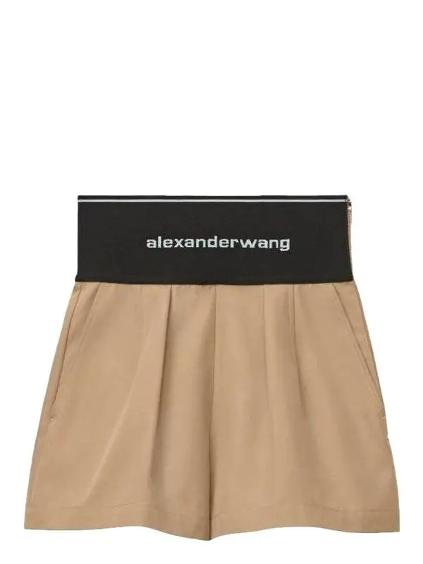 Alexander Wang Elastic Logo Waistband Shorts - Brown