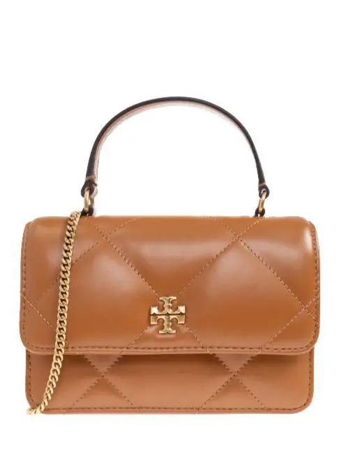 Tory Burch Kira Diamond-quilted Mini Tote Bag With Chain Strap - Brown