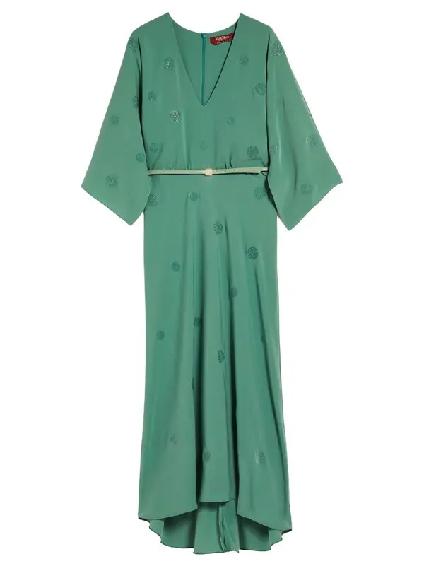 Max Mara Embellished V-neck Short-sleeved Dress - Emerald