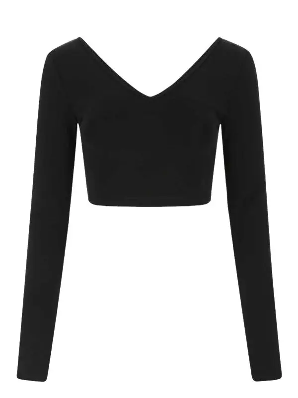 Givenchy V-neck Long-sleeve Cropped Top - Black