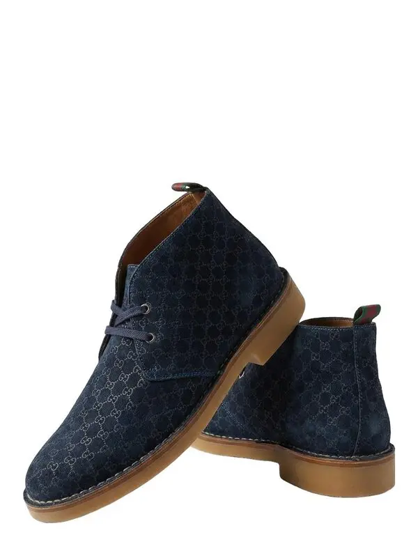 Gucci Ankle Boots With Web Detail - Dark Blue