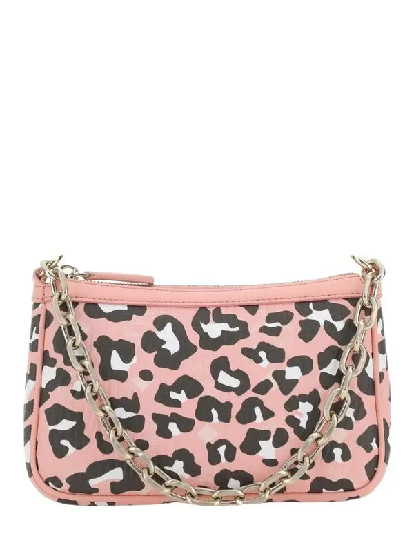 Mcm Leopard Printed Chain-linked Mini Shoulder Bag - Pink