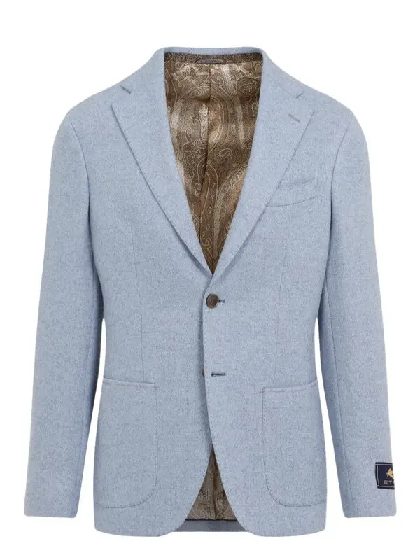Etro Logo Patch Single-breasted Blazer - Light Blue