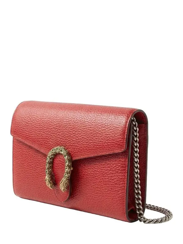 Gucci Dionysus Leather Mini Chain Bag - Red