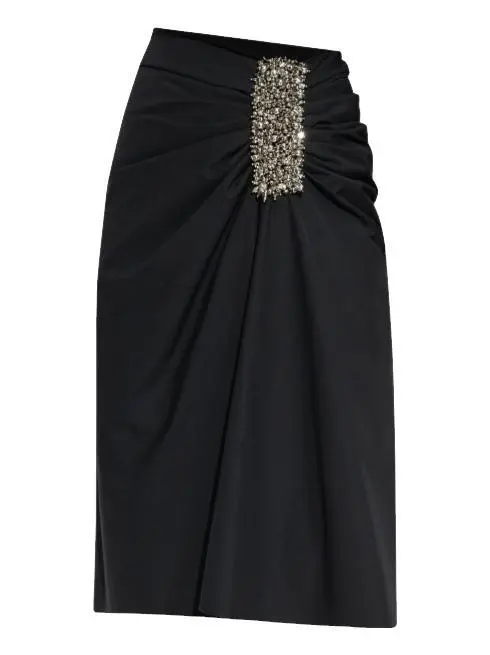 Dries Van Noten High Waist Skirt With Embellished Draping - Black