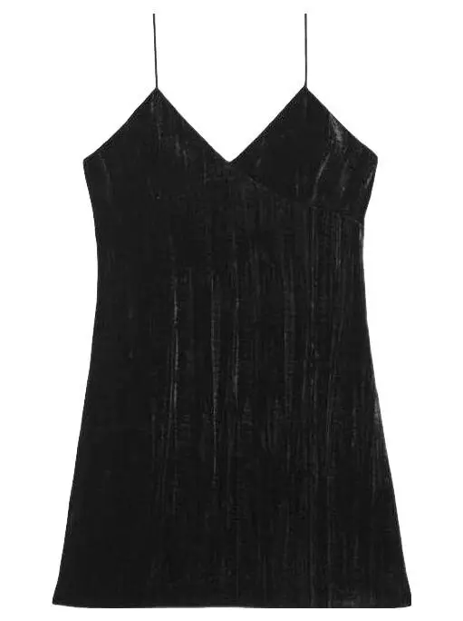 Saint Laurent Sleeveless Velvet Mini Dress - Black