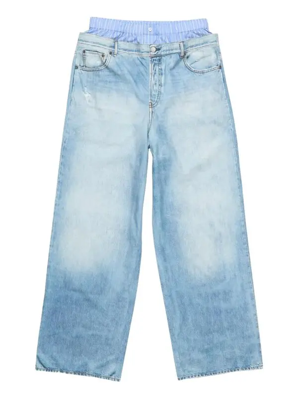 Acne Studios Relaxed Fit Trompe L'oeil Print Trousers - Light Blue
