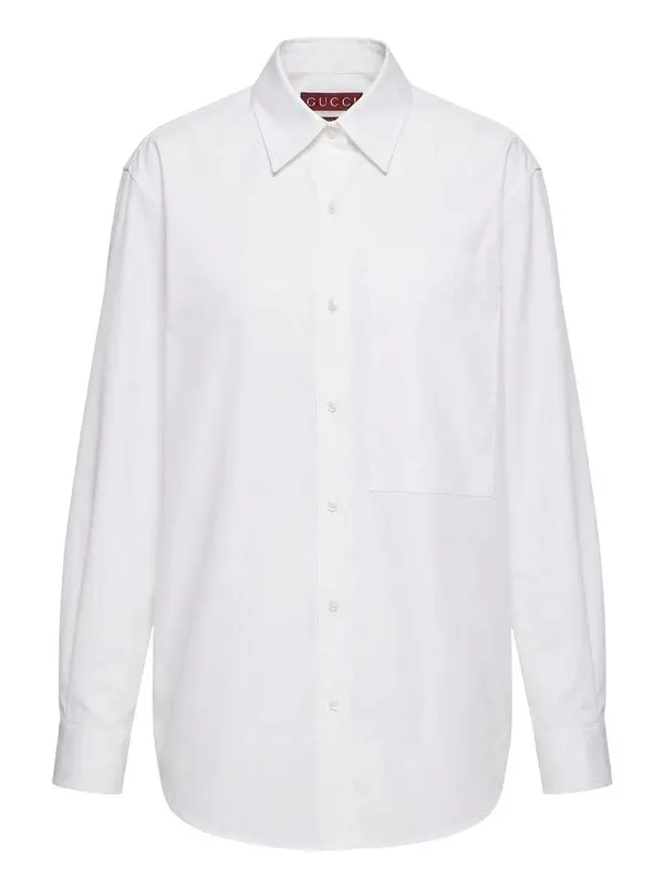 Gucci Embossed Logo Long Sleeve Shirt With Tie Detail - White