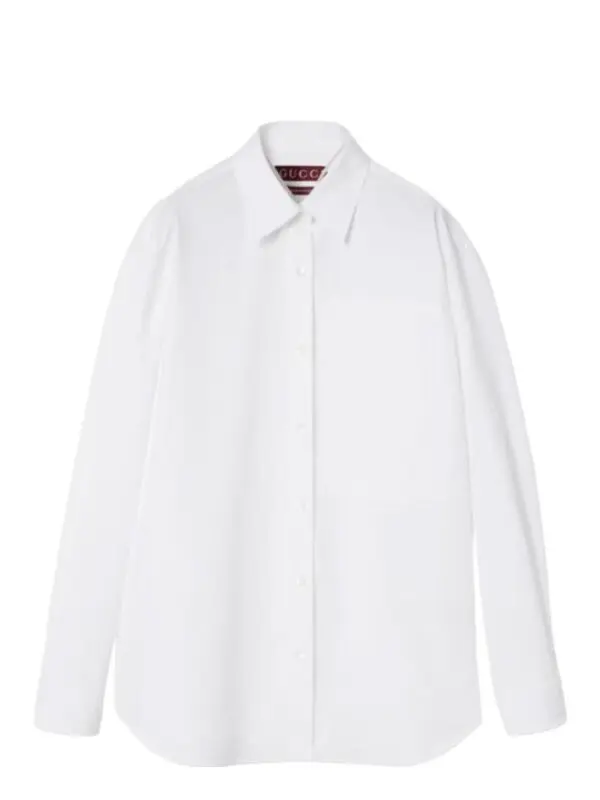 Gucci Embossed Logo Long Sleeve Shirt With Tie Detail - White