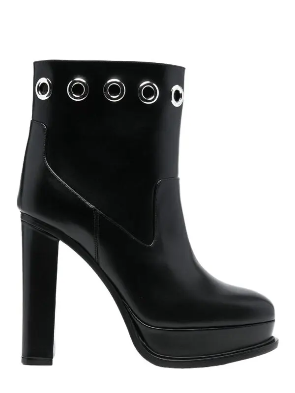 Alexander McQueen Eyelet Detailed Platform Boots - Black