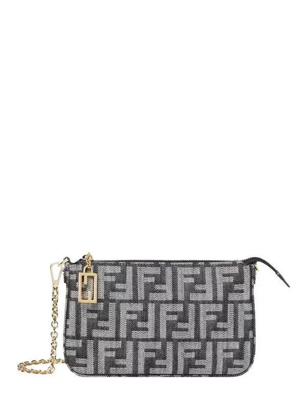 Fendi Baguette Ff Jacquard Pouch - Gray