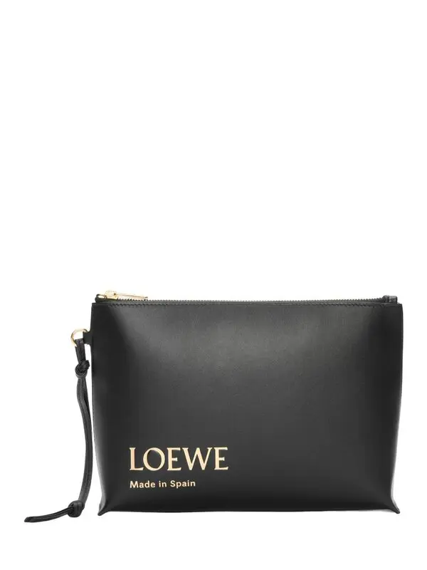 Loewe Logo Zip Wristlet Bag - Black