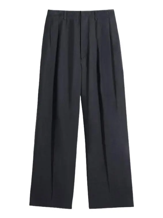 LEMAIRE Pleated Tailored Trousers - Ash Black
