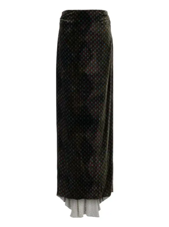 Dries Van Noten Asymmetrical Hem Polka Dot Skirt - Black