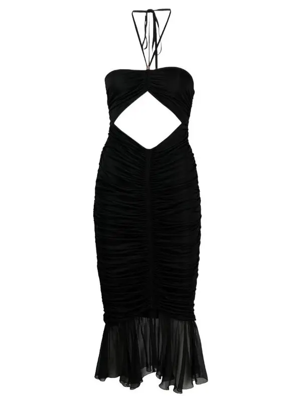Blumarine Cut-out Halterneck Midi Dress - Black