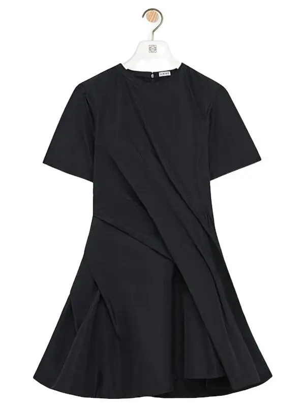 Loewe Draped Short-sleeved Dress - Black