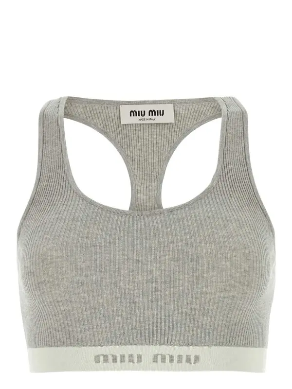 Miu Miu Cotton Knit Vest - Gray