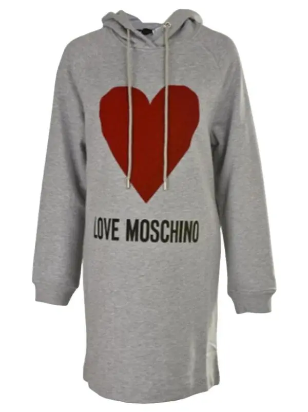 Moschino Printed Heart Hoodie Dress - Gray