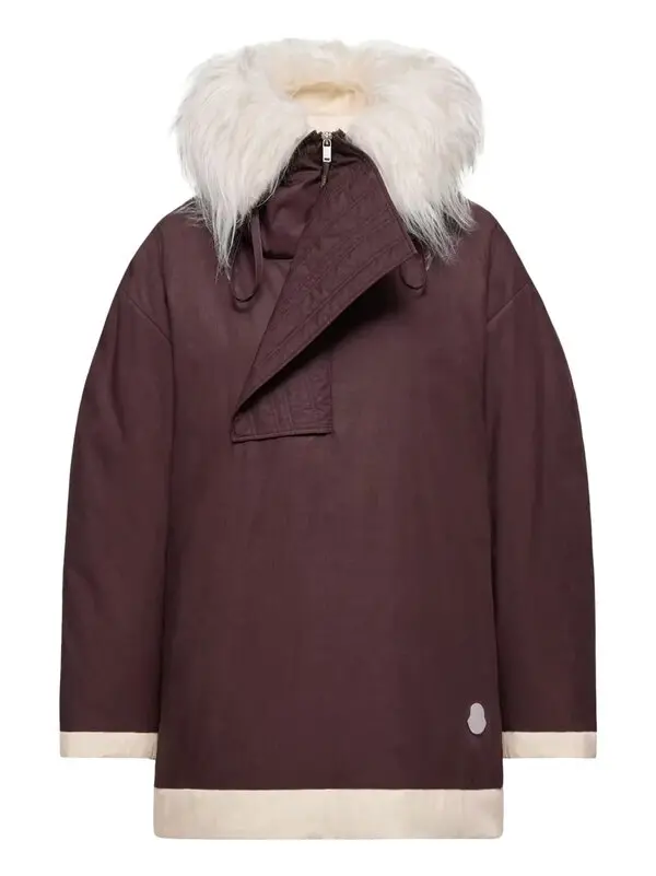 Moncler Jil Sander Down Jacket With Detachable Trim - Taupe